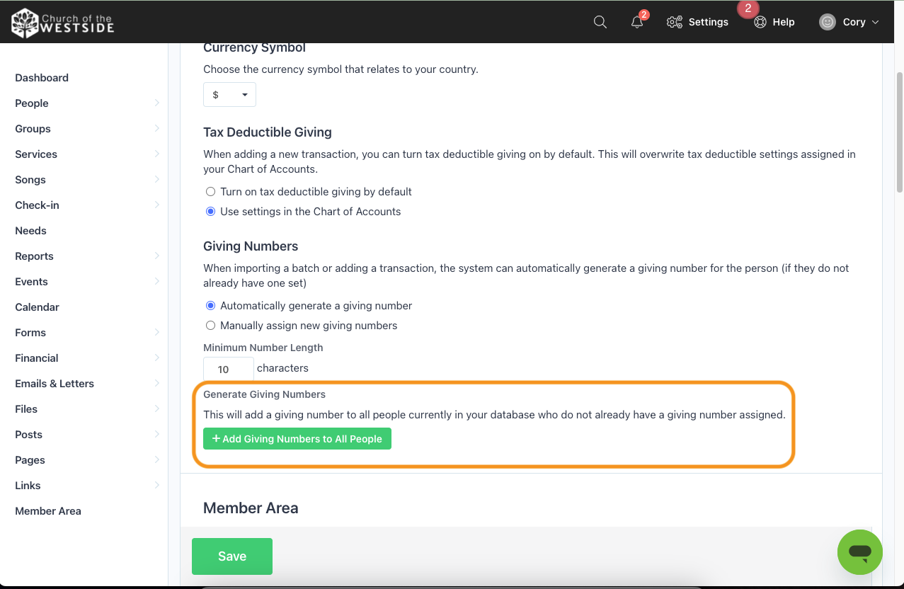 How to Generate Giving Numbers For All Users – Elvanto