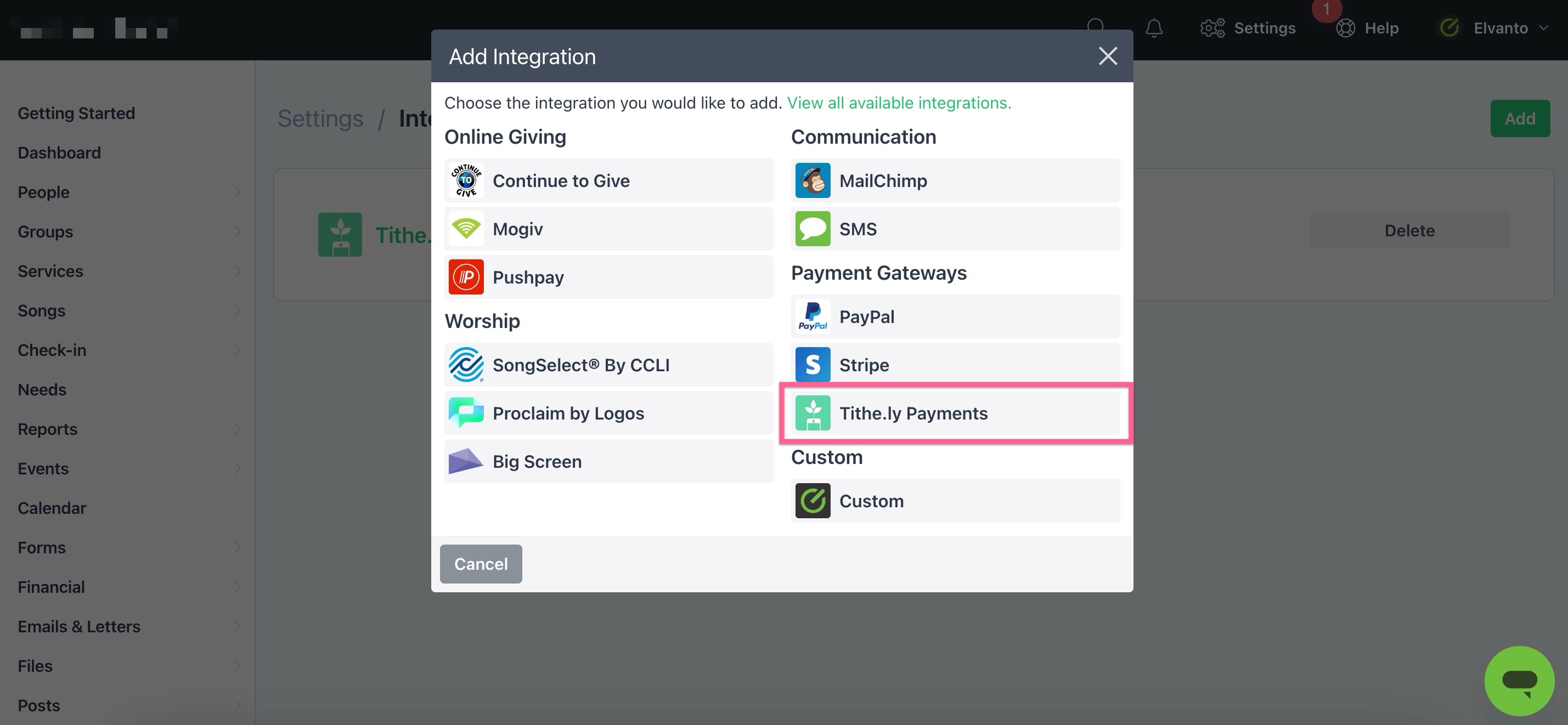 Setting Up Your Tithely Payment Gateway – Elvanto