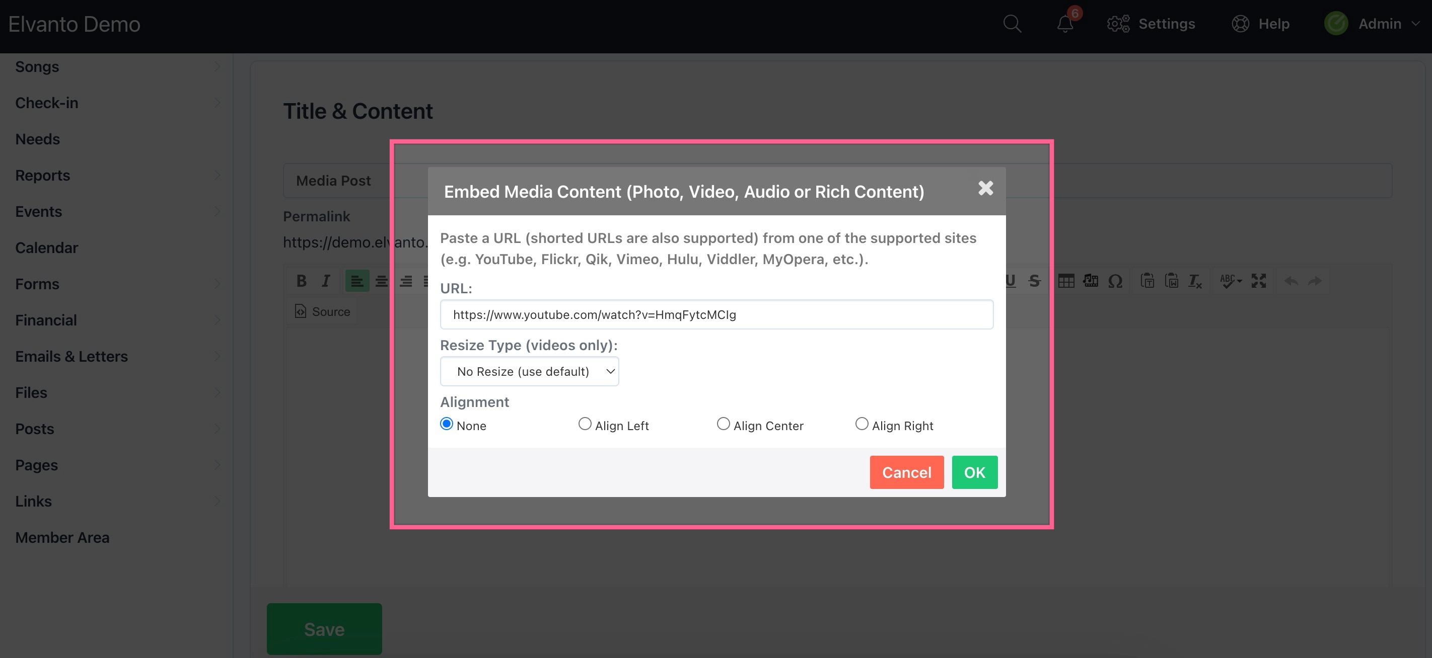 Embedding Videos in Member Area Posts – Elvanto
