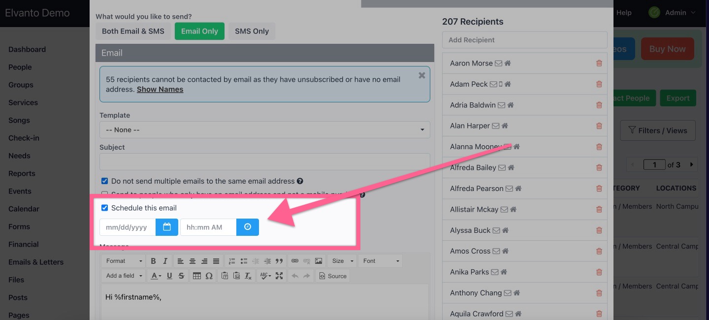 How to Compose an Email, SMS, or Letter – Elvanto